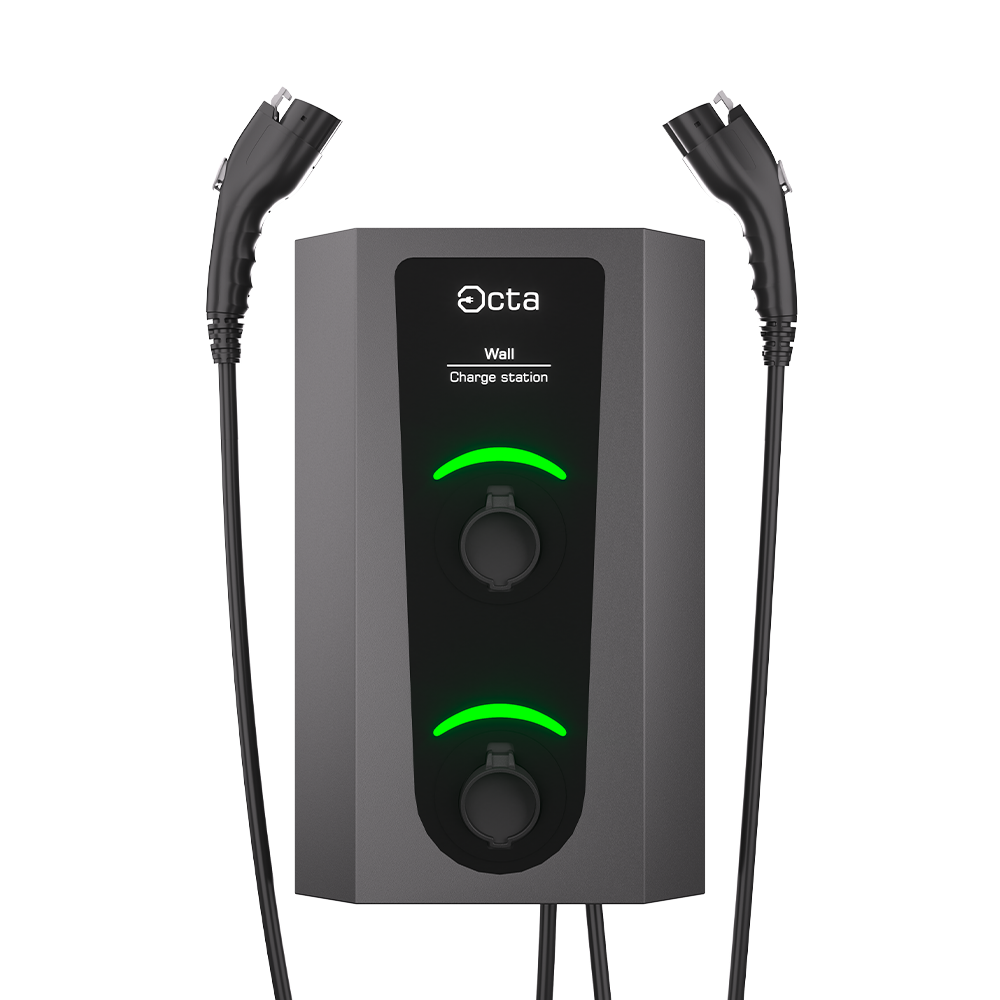 Home two-port charging station with cable | Octa Wall